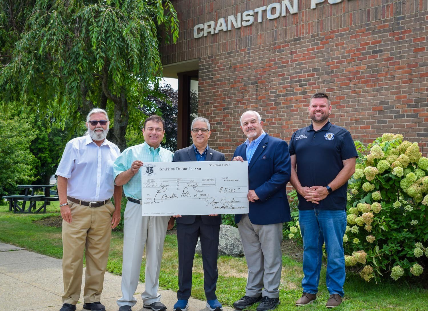 The Cranston Public Library Receives $5,000 Legislative Grant